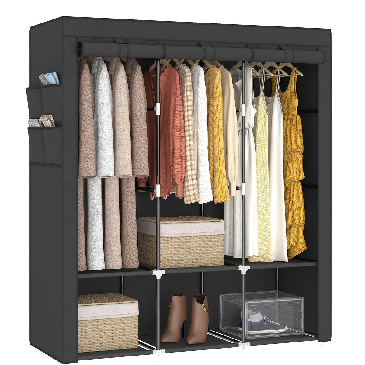 Mogelafoo 51 Inch Portable Closet Wardrobe For Hanging Clothes, Wardro ...