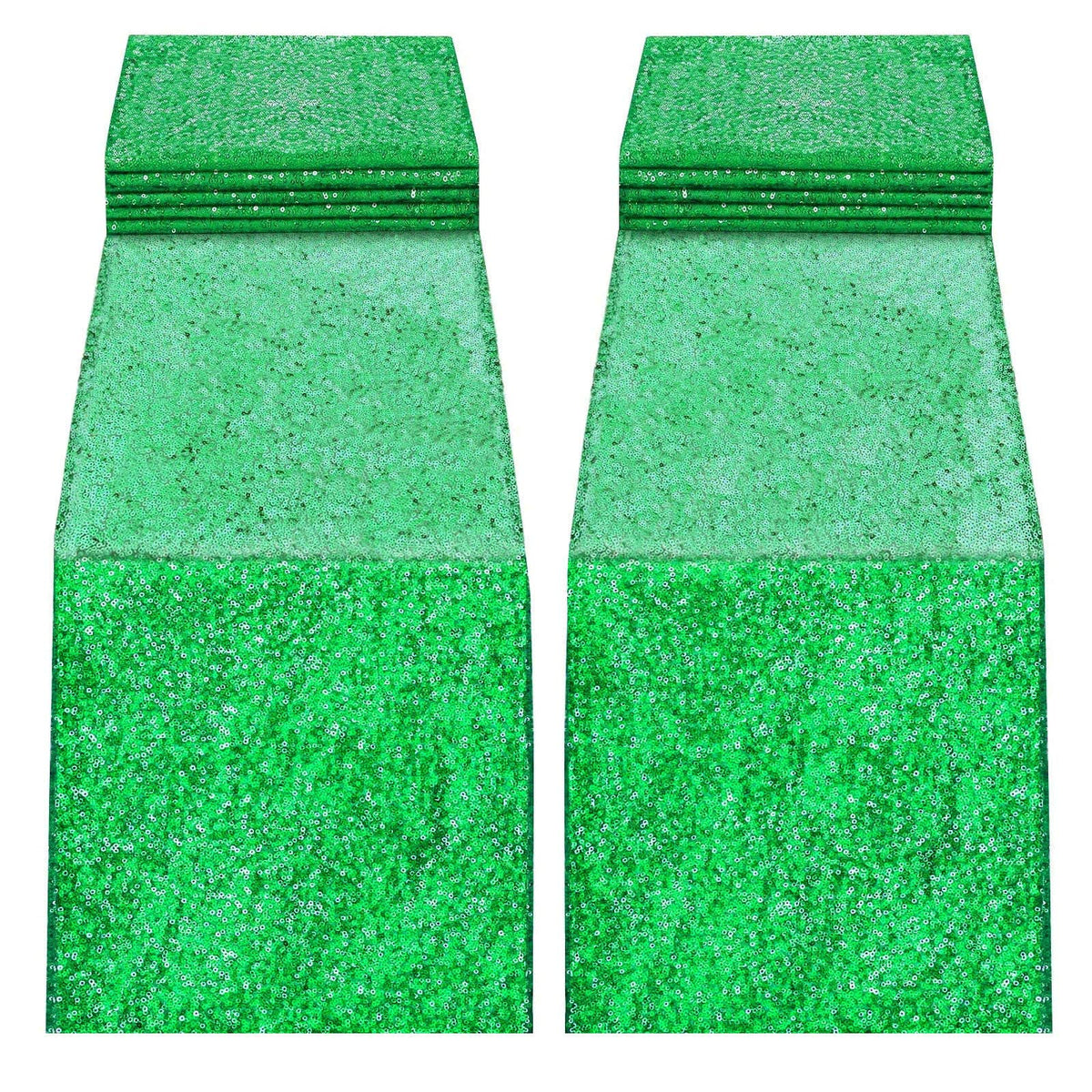 Yuboo Emerald Green Sequin Table Runners 12''X 108'' - 2 Pack Glitter ...