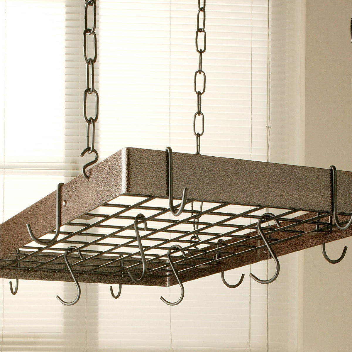 Hammered Copper Rectangle Pot Rack With Black – Homenkitchenshop