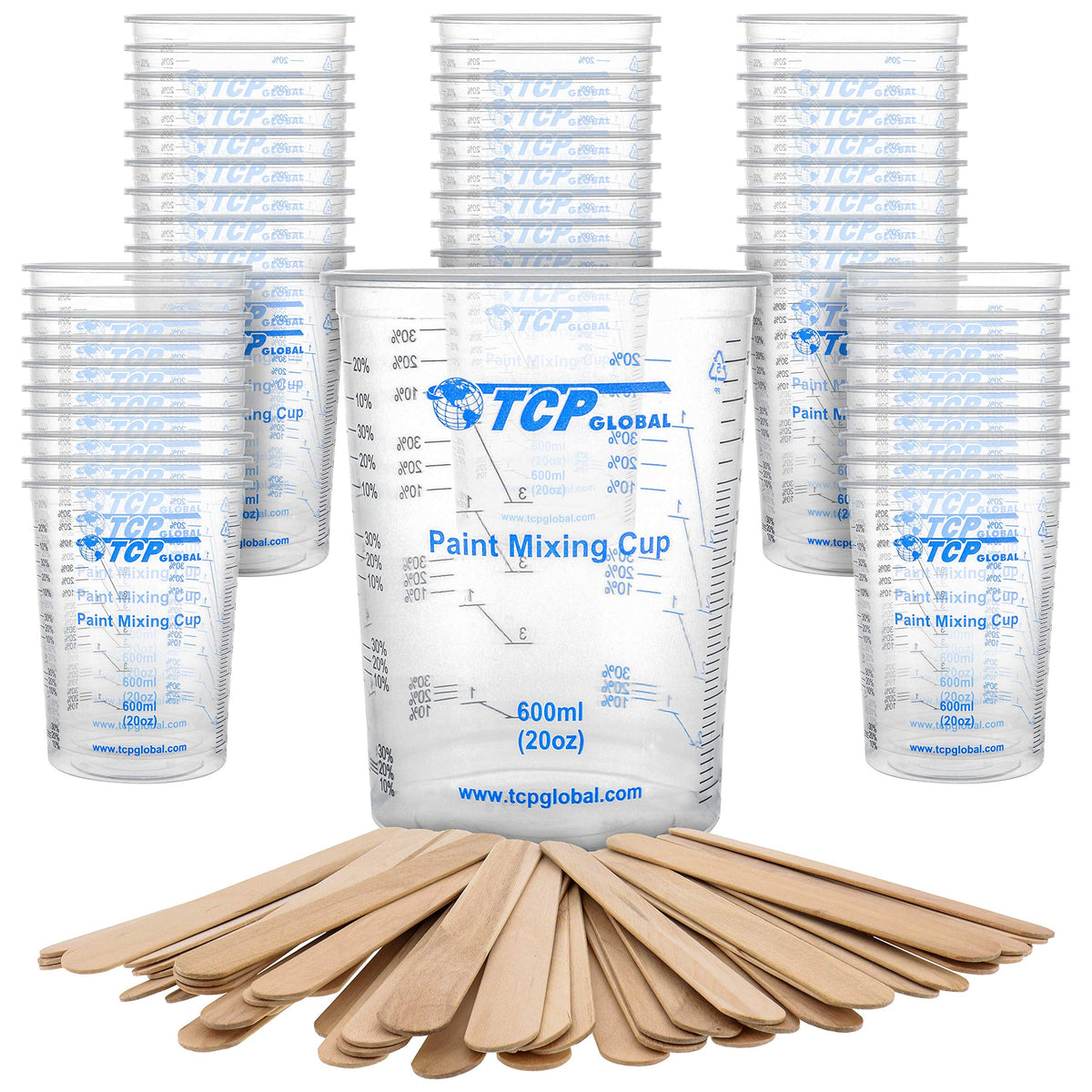 Tcp Global 20 Ounce (600Ml) Disposable Flexible Clear Graduated Plasti ...