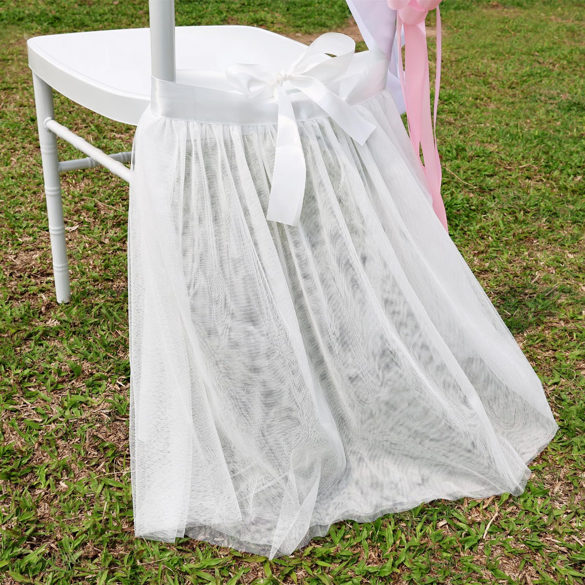Chair Tulle Tutu Decoration With Sash For Bridal Shower, White Tulle C ...