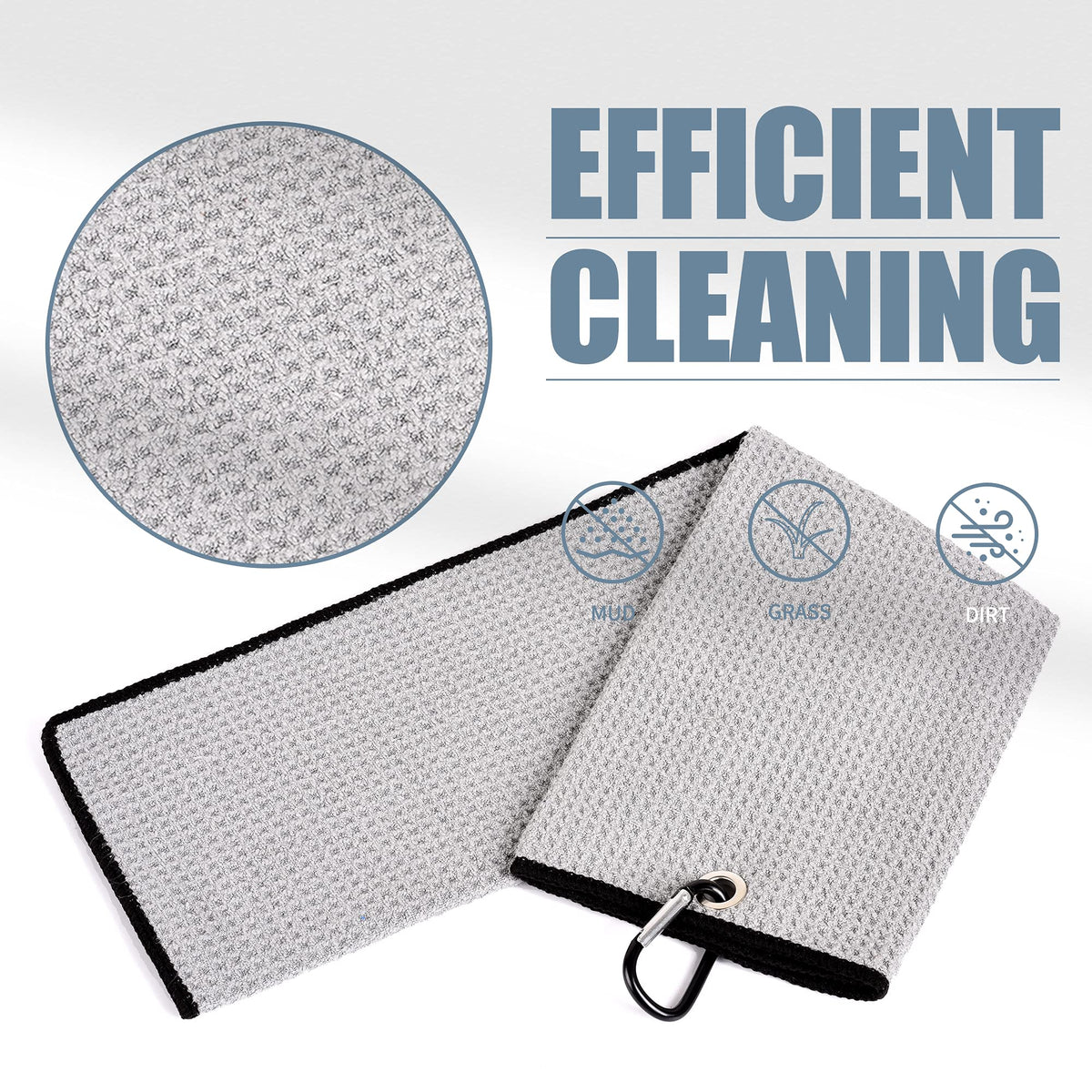 Mile High Life 2 Pack Gray Microfiber Tri-Fold Golf Towels With Carabi ...