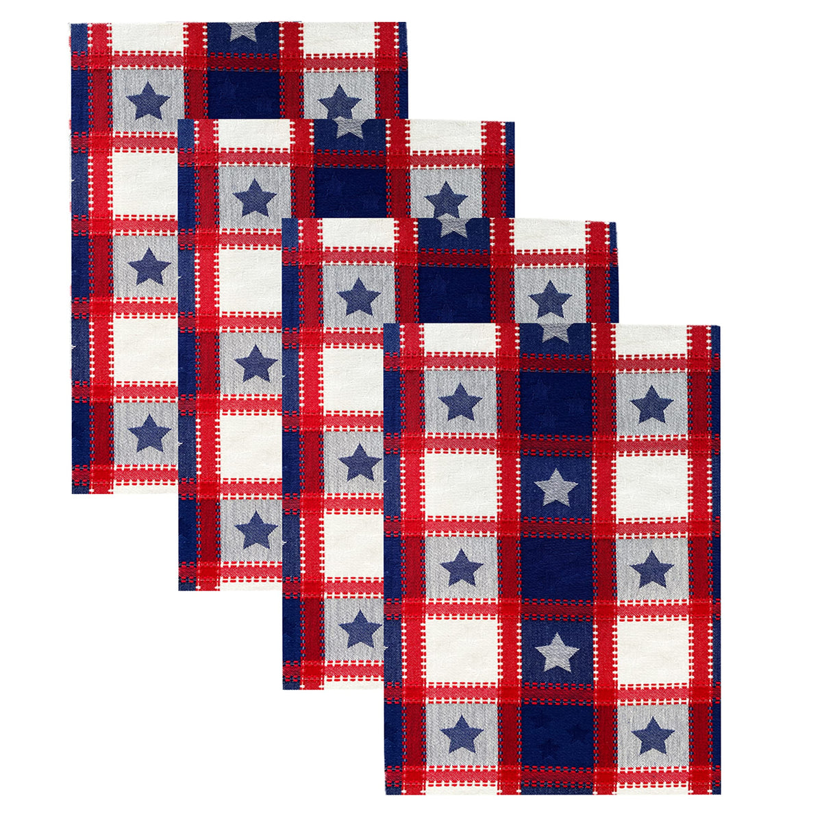 Newbridge American Cottage Star Check Cotton Weave Fabric Napkin Set ...