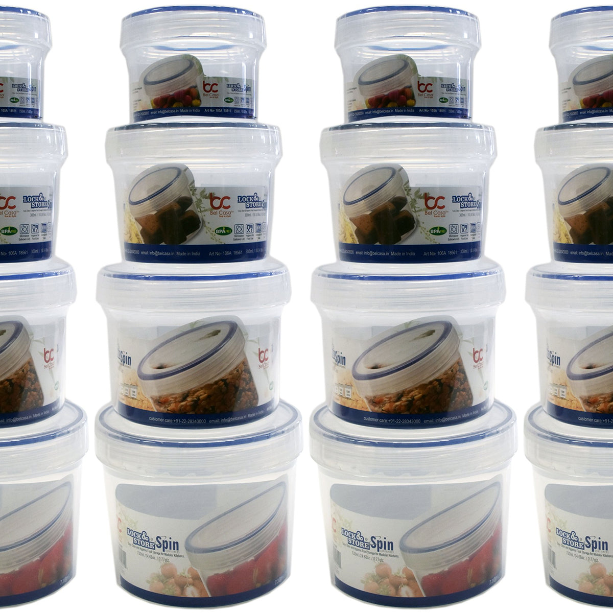 Set Of 16 Lock & Store Spin Food Storage Containers! 4 Assorted Sizes ...
