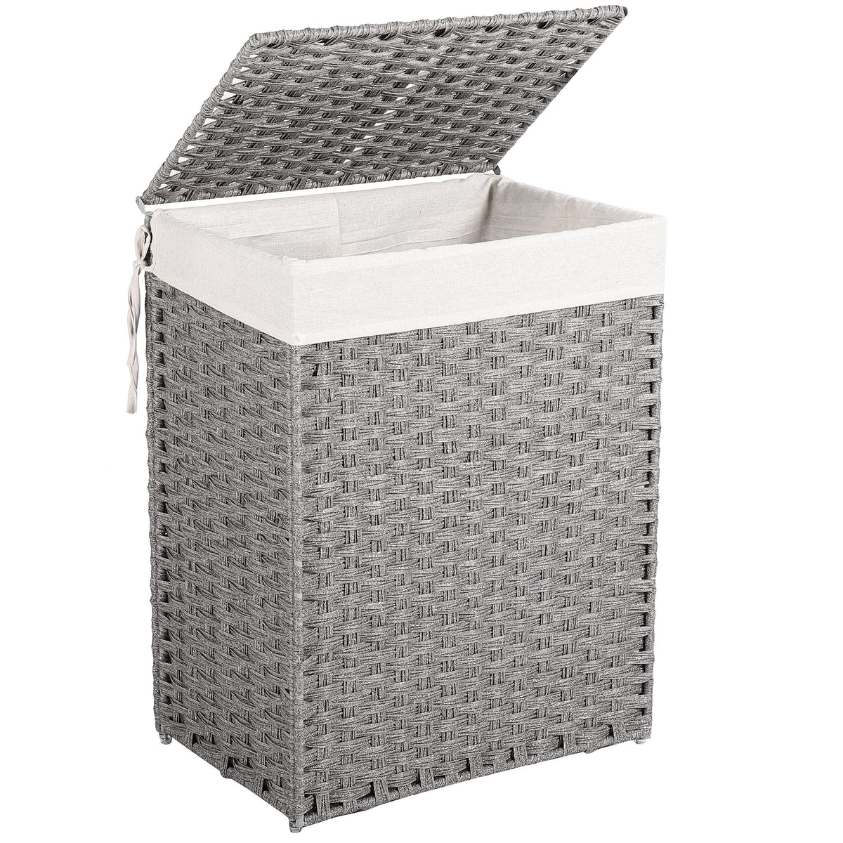 Single Laundry Hamper With Lid | Hand Woven Clothes Basket With Liner ...