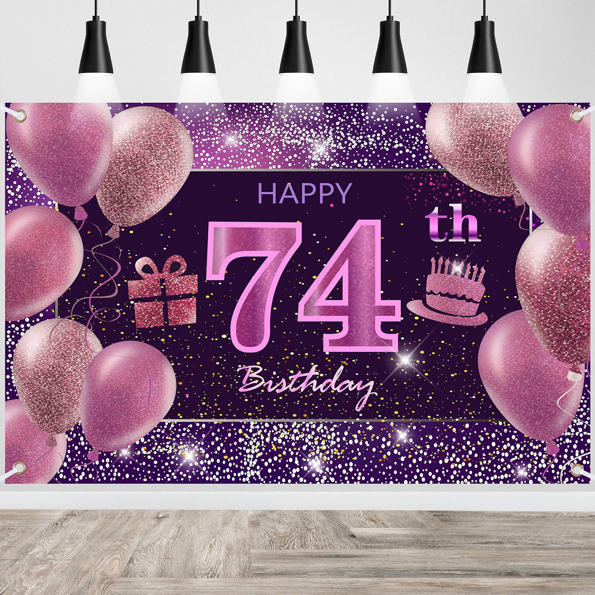 74Th Birthday Decorations For Girls Imisi Happy Birthday Banner Pink D ...